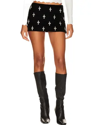 LOBA Antonia Embellished Mini Skirt - Black