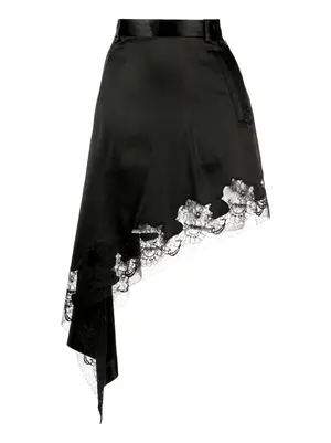 JNBY Lace-trim Asymmetric Midi Skirt - Black