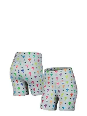 Terez Philadelphia Phillies High-waisted Rainbow Print Shorts - Gray
