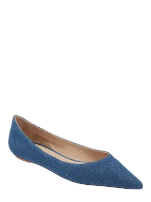 STUART WEITZMAN Stuart Weitzman Emilia Pointed-Toe Flat Indigo Wash