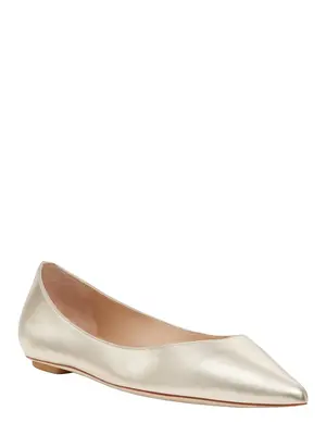 STUART WEITZMAN Stuart Weitzman Emilia Pointed-Toe Flat Light Gold Mesitzo