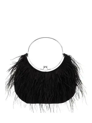 Nina Splash Feather Handbag Black