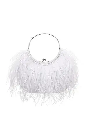Nina Splash Feather Handbag White