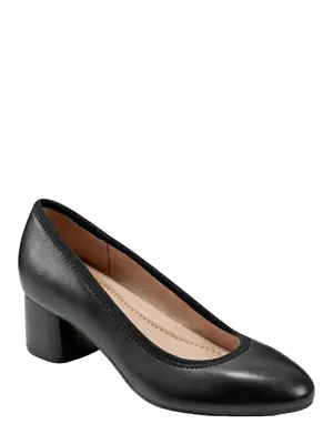 EARTH® Rellia Block Heel Pump Black Leather