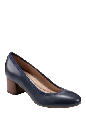 EARTH® Rellia Block Heel Pump Blue Leather