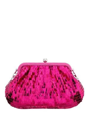 Nina Nina June Sequin Frame Clutch Fuchsia