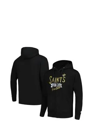 STARTER New Orleans Saints Post Season Full-zip Hoodie - Black