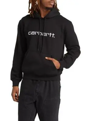 Carhartt Work In Progress Logo Embroidered Hooded Sweatshirt - Black/white