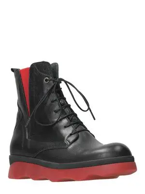 WOLKY Akita Water Resistant Combat Boots - Black-red