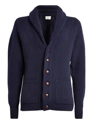 Harrods Cashmere Shawl-Collar Cardigan Navy