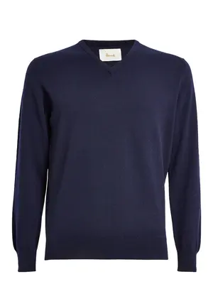Harrods Harrods Cashmere V-Neck Pullover Navy
