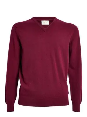Harrods Cashmere V-neck Sweater - Burgundy