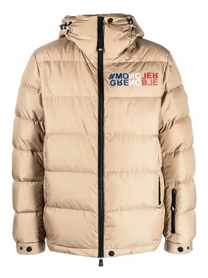 Moncler Logo-print Padded Jacket - Brown