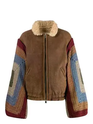 TU LIZÉ Tu Lize Patchwork Panelled Bomber Jacket - Brown