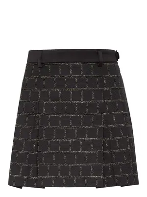 Philipp Plein Sartorial Pleated Jacquard Miniskirt - Black