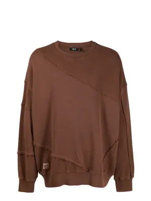 FIVE CM Embroidered Patchwork Sweatshirt - Brown