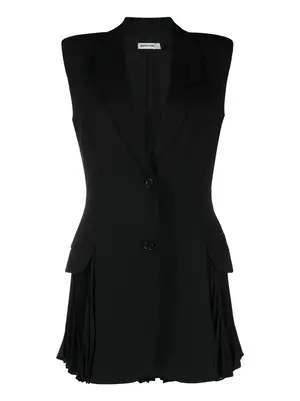 Simkhai Single-breasted Pleated Vest - Black