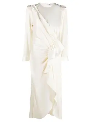 Sandro Asymmetric Satin Midi Dress - Neutrals