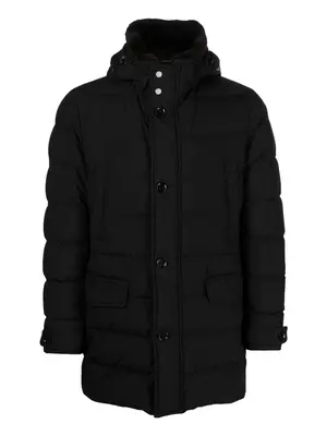 MOORER Shearling-collar Padded Coat - Black