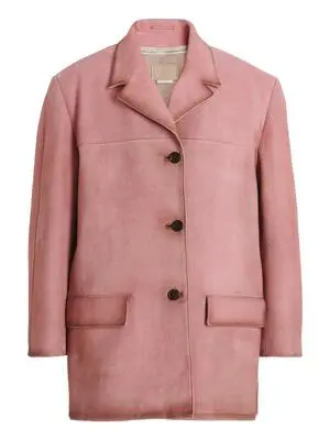 Prada Waxed Suede Boxy Coat - Pink