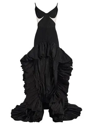 David Koma Ruffled Taffeta Gown - Black