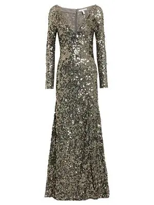 Rachel Gilbert Fleur Sequined Tulle Gown - Gunmetal