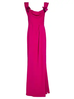 Marchesa Appliquéd Draped Gown - Magenta