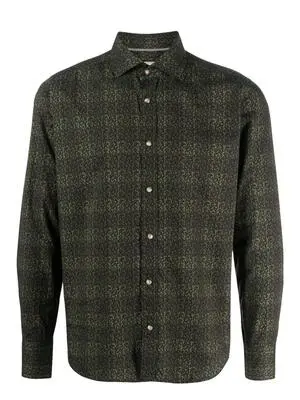 TINTORIA MATTEI 954 Geometric-print Cotton Shirt - Green