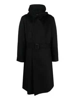 Yohji Yamamoto Hooded Belted Coat - Black
