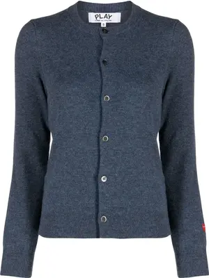 Play Comme Des Garcon Mélange-effect Wool Cardigan - Blue