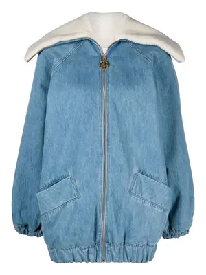Patou Faux Shearling-trimmed Denim Jacket - Blue