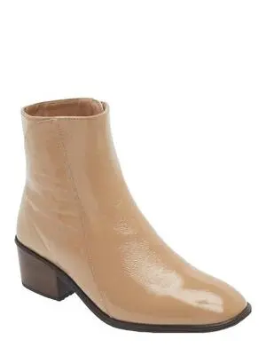 Naot Goodie Zip Ankle Boots - Camel Crinkle Patent Leather