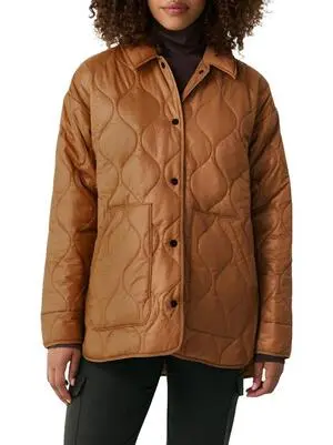 LOLE Quilted Water Repellent Nylon Shacket - Ginger