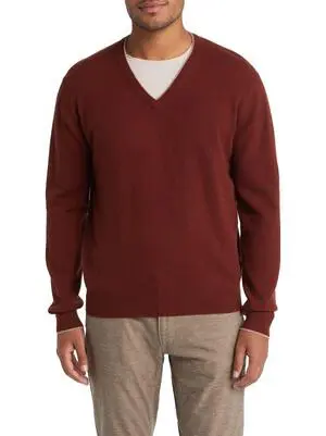 Lorenzo Uomo Tipped Merino Wool Sweater - Rust