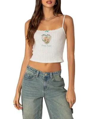 EDIKTED EDIKTED Divine Hearts Pointelle Crop Camisole