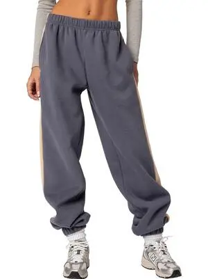 EDIKTED Saturn Oversized Side Stripe Sweatpants - Blue