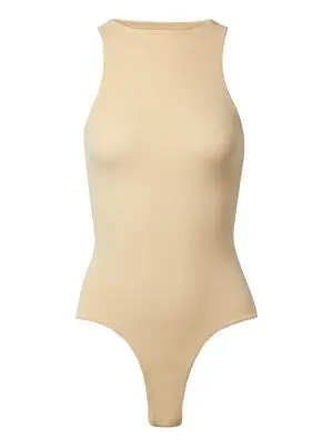 SKIMS Fits Everybody Stretch-satin Jersey Thong Bodysuit - Neutrals
