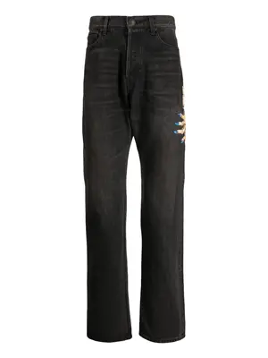 UNDERCOVERISM Bead-embellished Straight-leg Jeans - Black