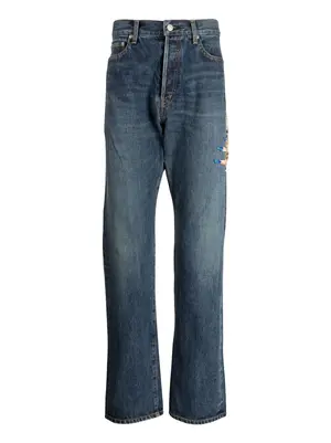UNDERCOVERISM Bead-embellished Straight-leg Jeans - Blue