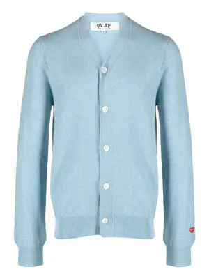 Play Comme Des Garcon V-neck Buttoned Cardigan - Blue