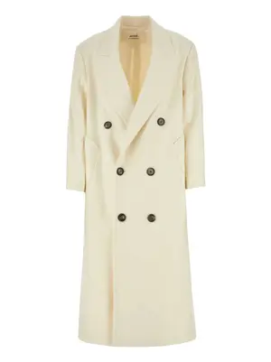 Ami Double-breasted Virgin-wool Coat - White