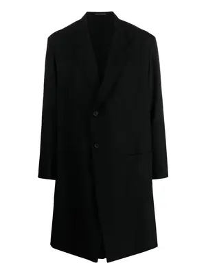 Yohji Yamamoto Single-breasted Wool Coat - Black