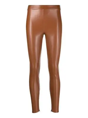 Michael Kors Ankle-zip Faux-leather Leggings - Brown