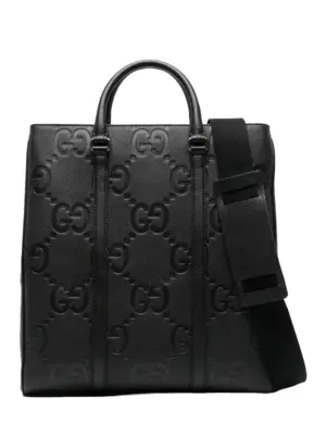 Gucci Medium Jumbo Gg Leather Tote - Black