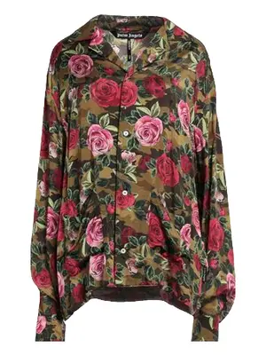 Palm Angels Floral Print Satin Shirt - Green