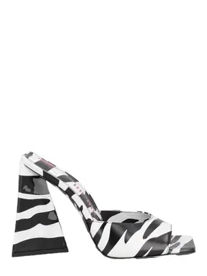 Attico Zebra-print Leather Slides - White