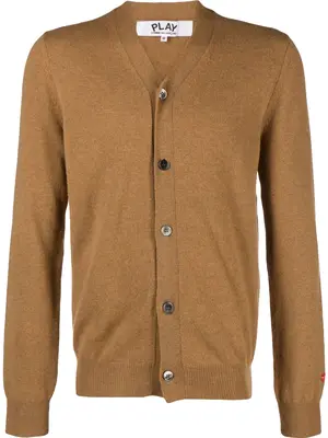 Play Comme Des Garcon V-neck Buttoned Cardigan - Brown
