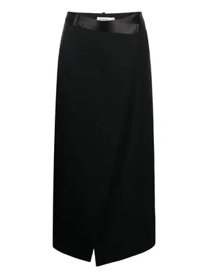 Simkhai Satin-belt Wrap Midi Skirt - Black