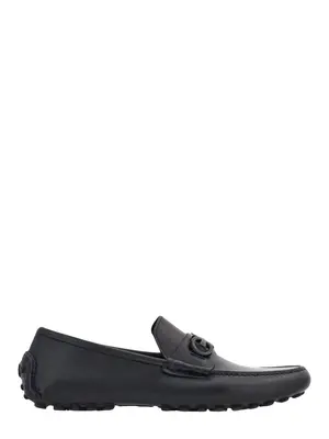 FERRAGAMO Gancini Leather Loafers - Black