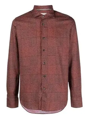 TINTORIA MATTEI 954 Dogtooth-print Cotton Shirt - Red